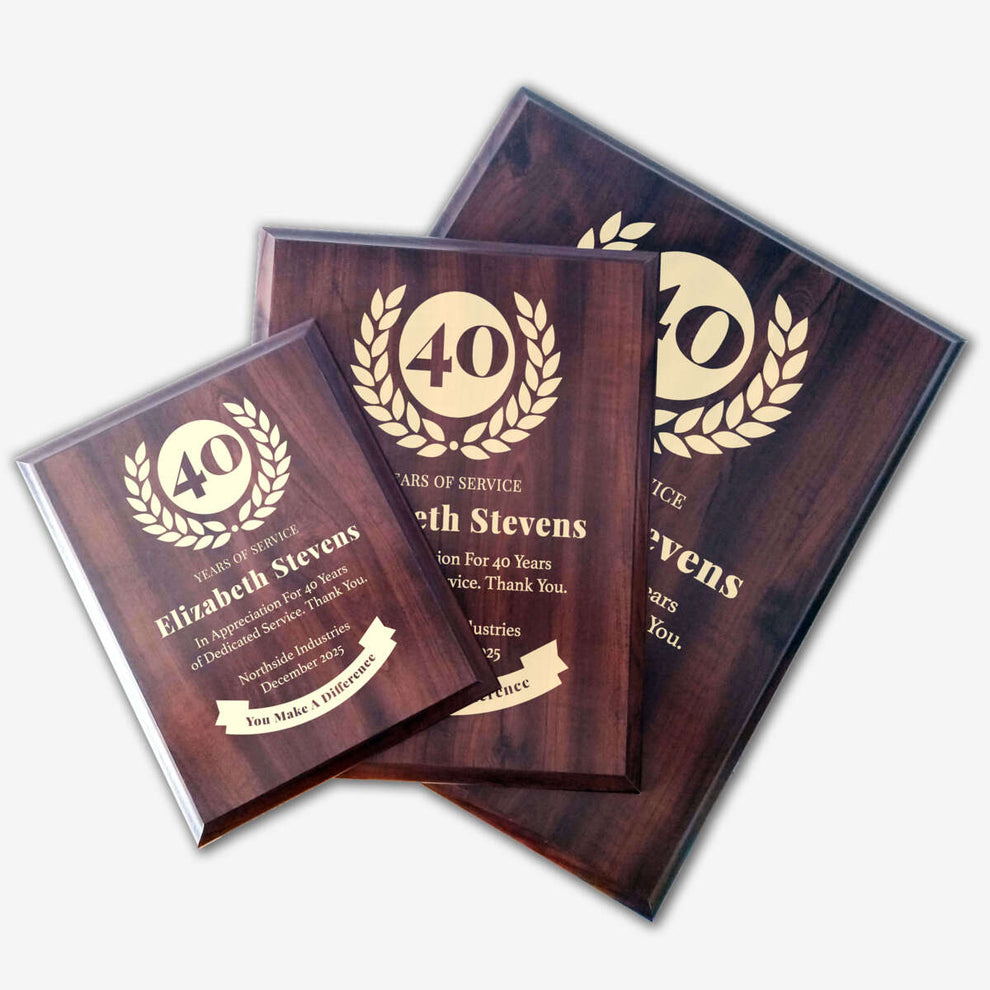 40 Years of Service Award Plaque | Personalized Employee Recognition ...