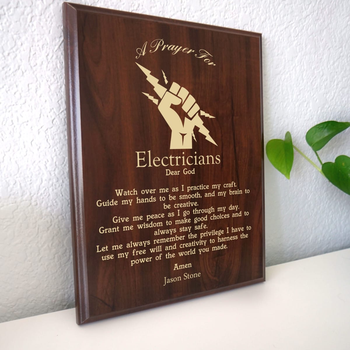 Electrician Prayer Plaque | Gift for Journeyman, Apprentice or Master ...