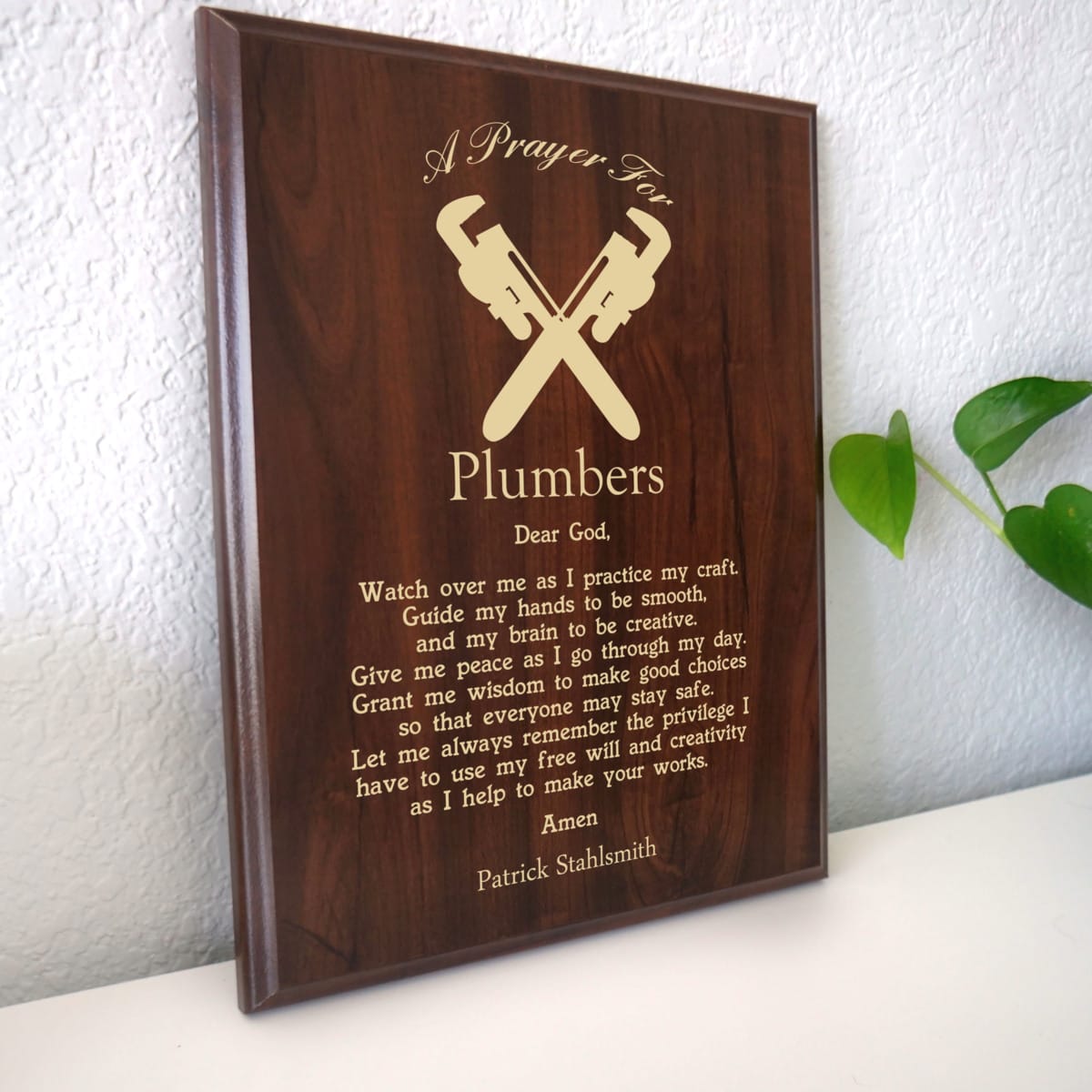 Plumber Prayer Plaque | Union or Independent Plumbing Gift – Marked ...
